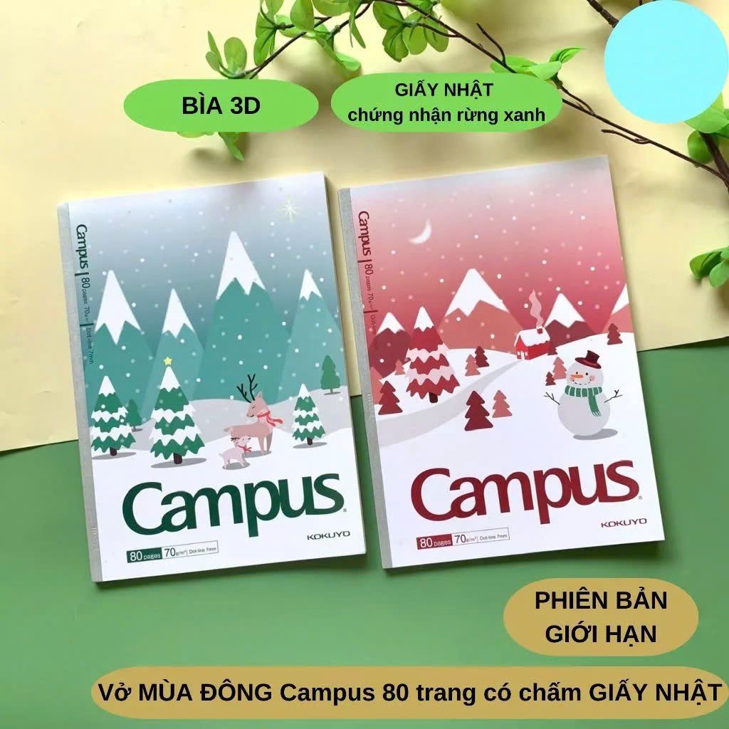 Vở kẻ ngang có chấm Campus Winter Limited 80 trang - Phiên bản giới hạn - GIẤY NHẬT, chống lóa ...